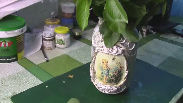 Ваза из стеклянной банки своими руками ХоббиМаркет