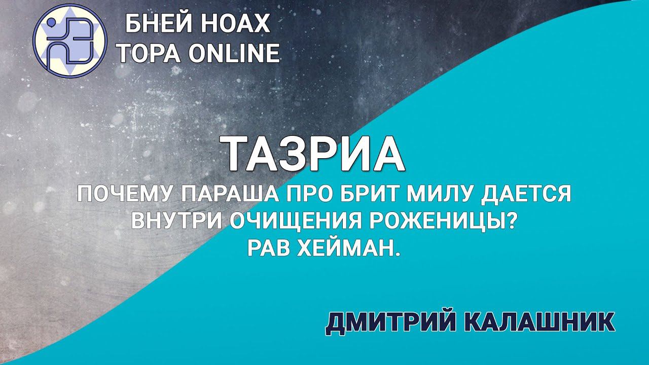 Почему параша про брит милу дается внутри очищения роженицы? Рав Хейман. Недельная глава Тазриа