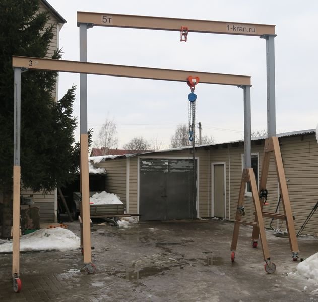 Ручной козловой кран МПУ трансформер с изменяемой высотой и поворотными стойками.