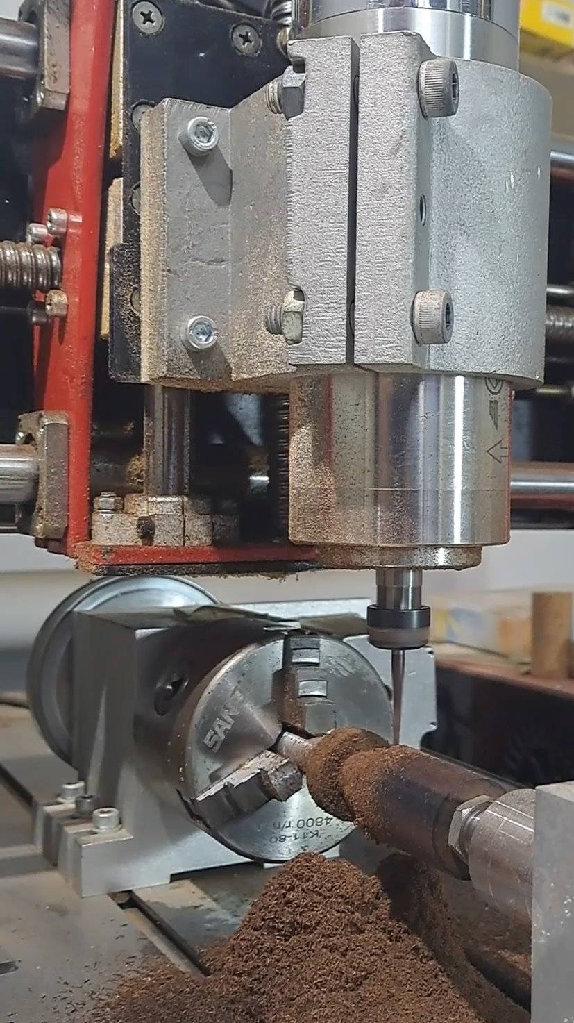 Обработка деревянной детали рукояти удилища на станке с ЧПУ