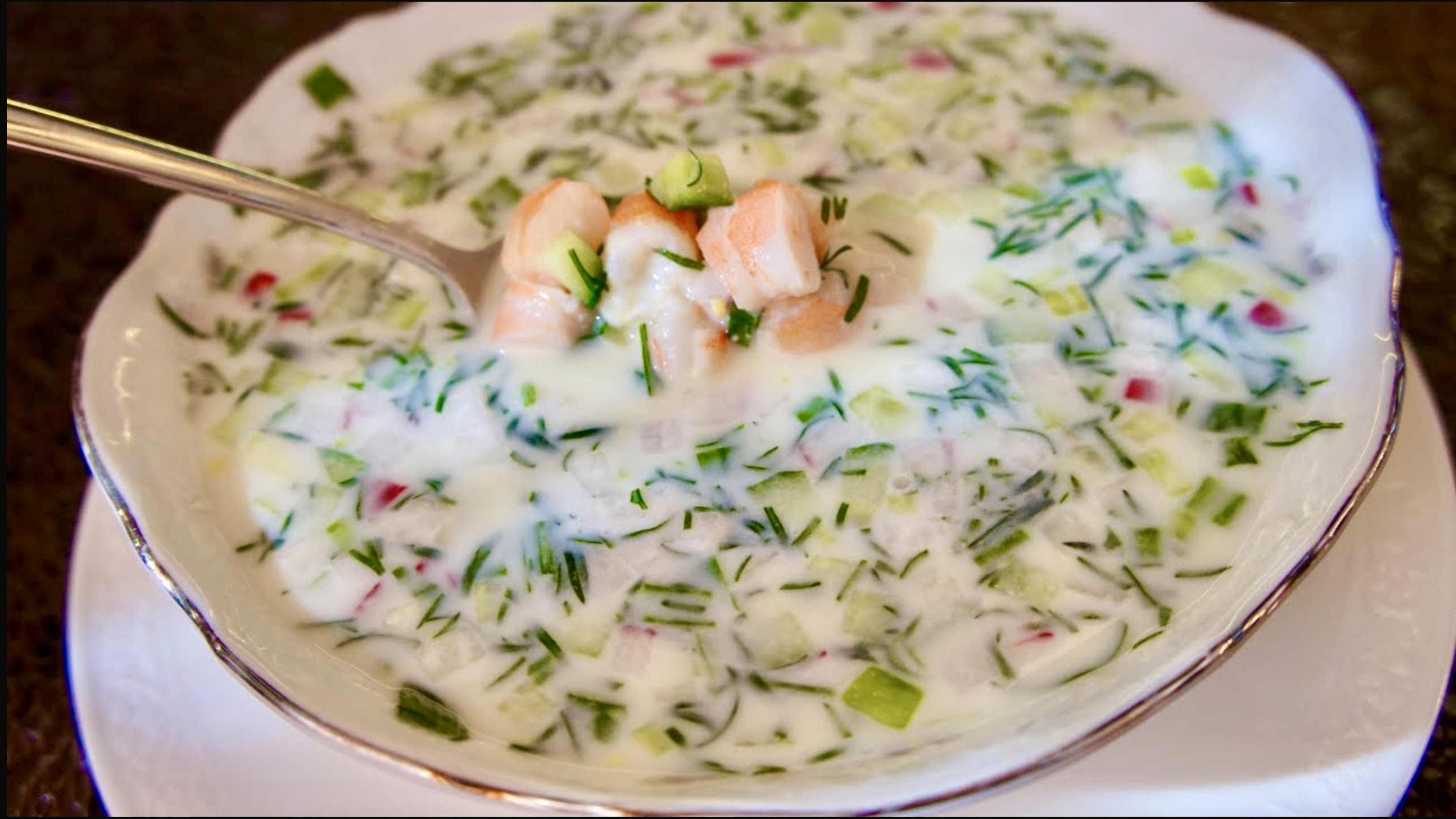 Окрошка с Креветками на сметане ?