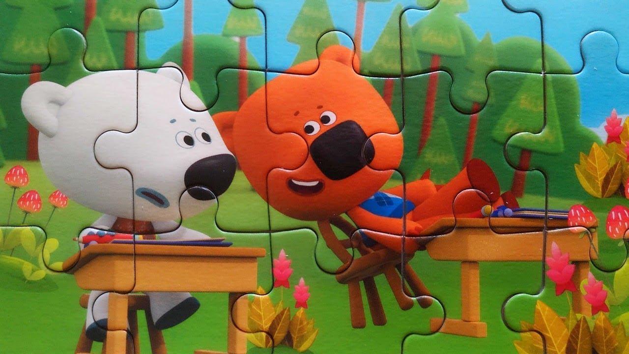 Пазл МиМиМишки, Тучка и Кеша на уроках - собираем пазлы для детей | Polinka-Vitaminka