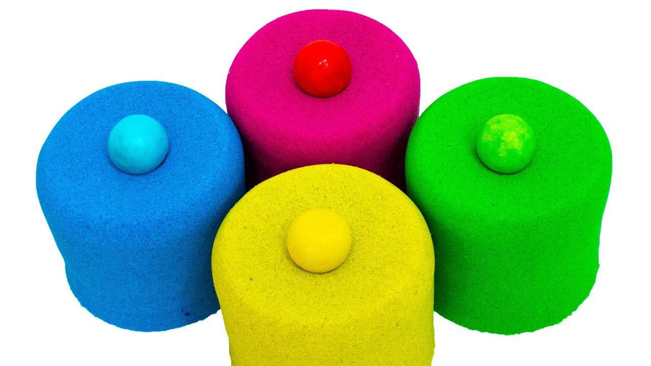 Развивающее видео с Кинетическим Песком и Игрушками из Мультиков Учить Цвета