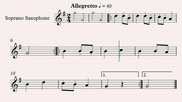 Чешская народная песня - ноты и видео-минусовка для саксофона-сопрано, темп 40
