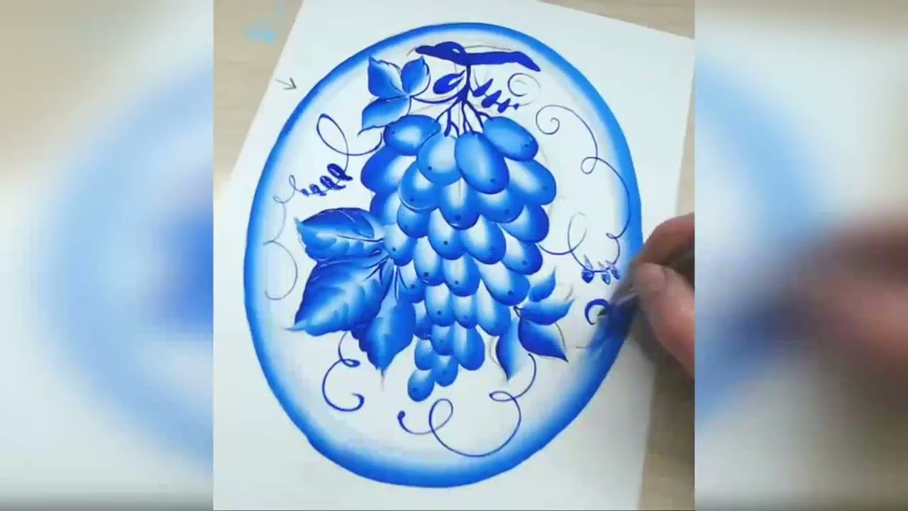 Фрагменты уроков основного курса "Роспись в стиле Гжели"