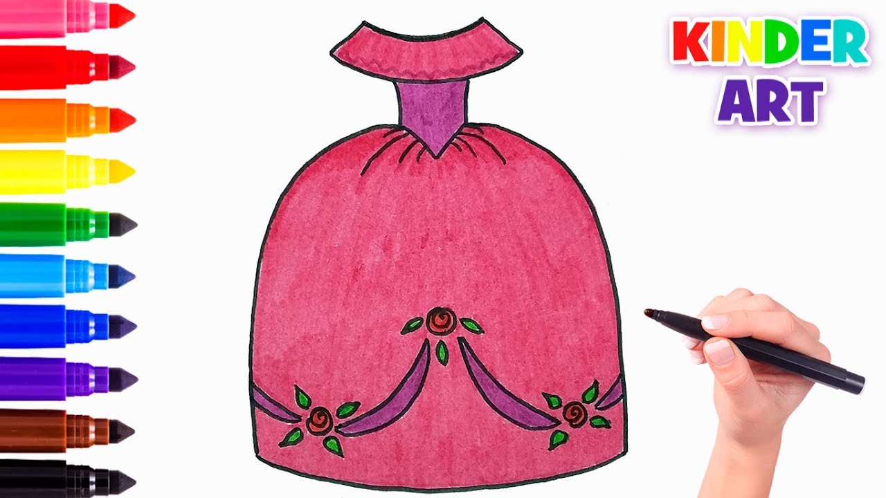 Как нарисовать пышное бальное платье принцессы