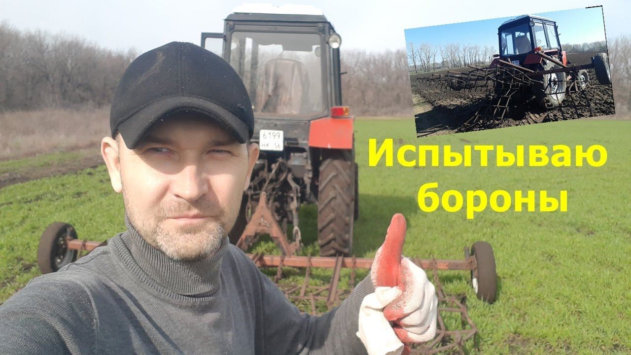 С поля украли бороны / Испытываю новые навесные бороны / Боронование озимой ржи 11.04.2023