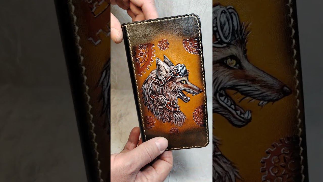 Чехол-книжка для айфон 14 pro max. Изделия из кожи. СКСтиль. Видео обзор: Лис (стимпанк).