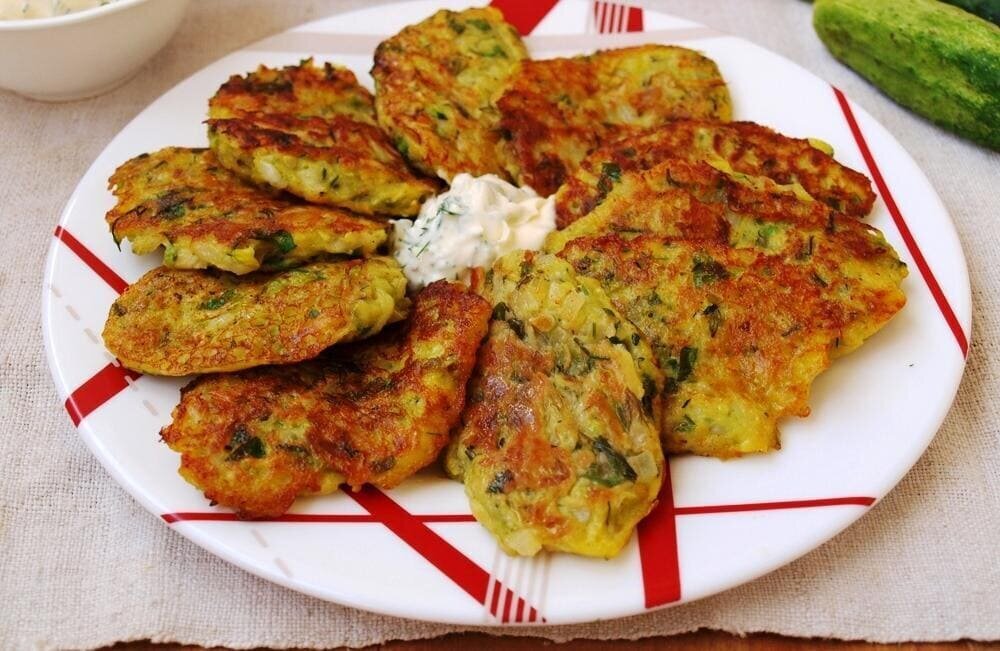 Кабачковые оладьи с фаршем