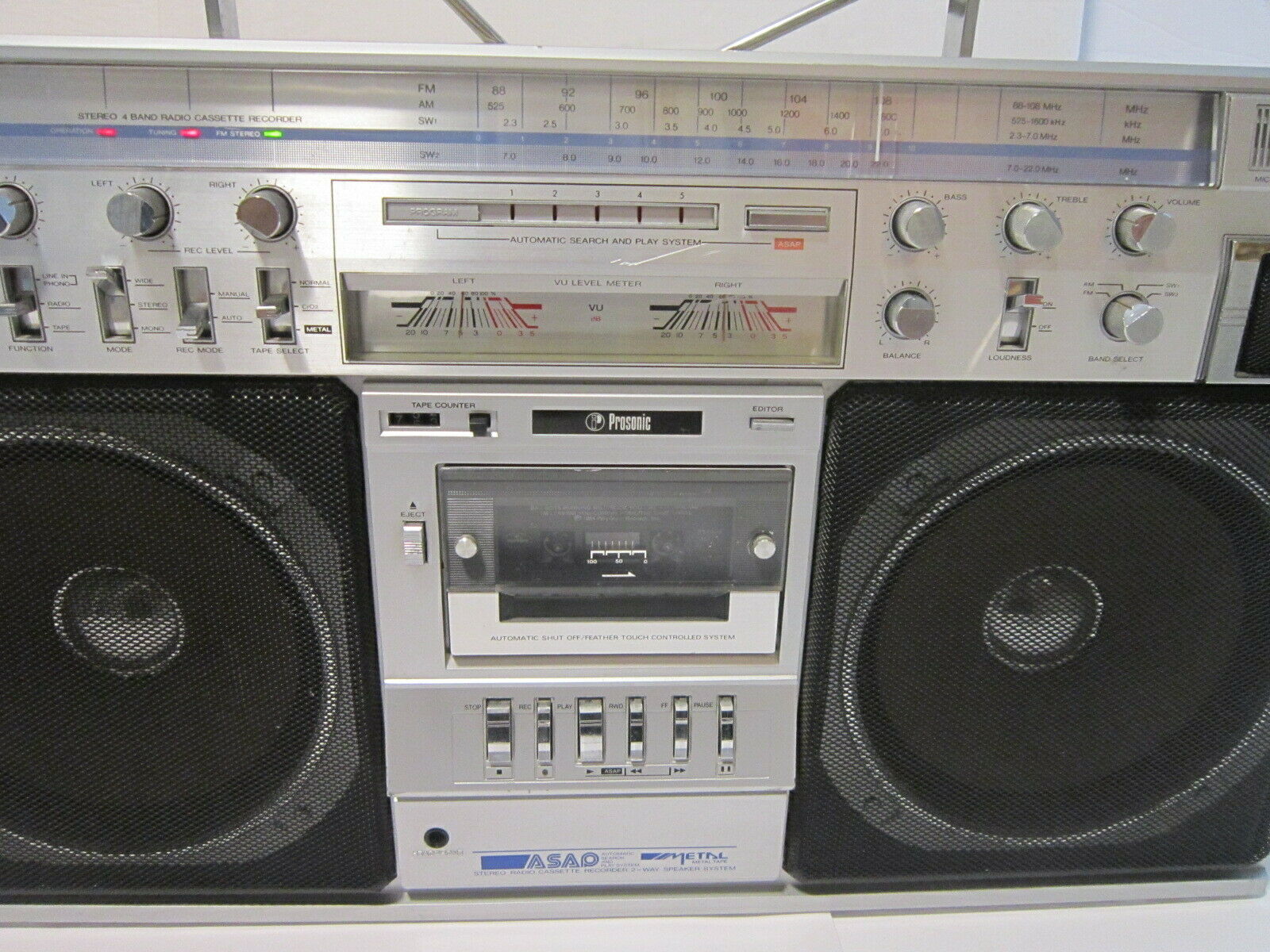 Vintage PROSONIC PQR 9962 Boombox Ghetto Blaster.
