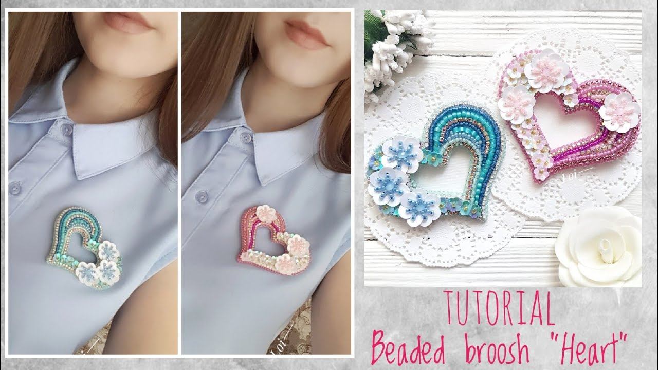 #МК - Брошь "Сердце" | Вышивка бисером | #Tutorial - Brooch "Heart" | Bead embroidery