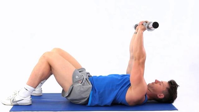 19. Разгибание локтя с грифом для штанги. Лежа.