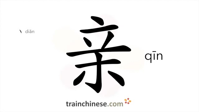 亲 (qīn) dear; parent; related by blood; close, intimate; in person; to kiss; be in favor of*