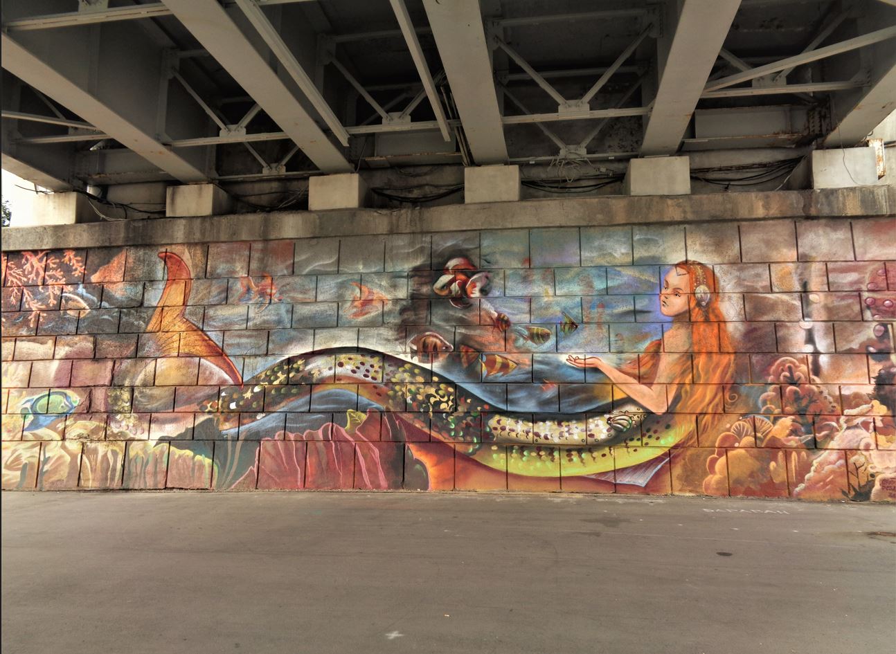 Граффити под мостом Александра Невского в Великом Новгороде. Русалка.mp4