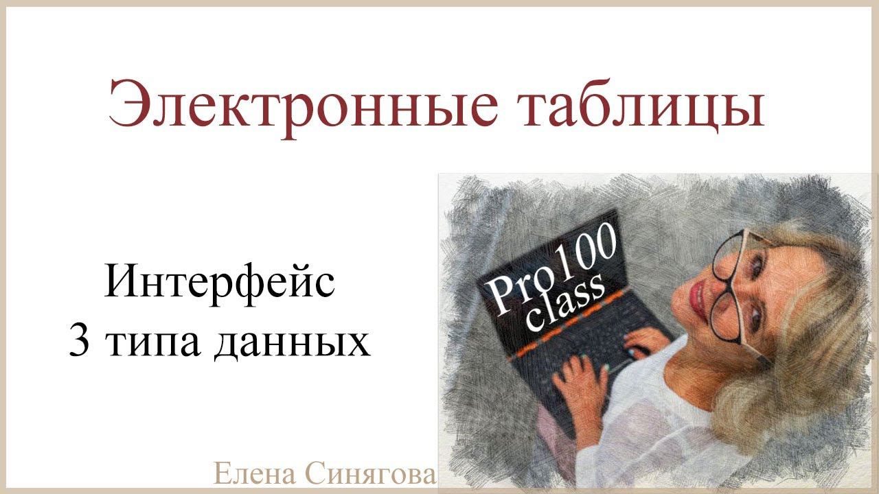 Электронные таблицы. Интерфейс и 3 типа данных