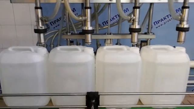 Линия розлива бытовой химии в канистры блок розлива укупор этикетировщик рольганг Практикм