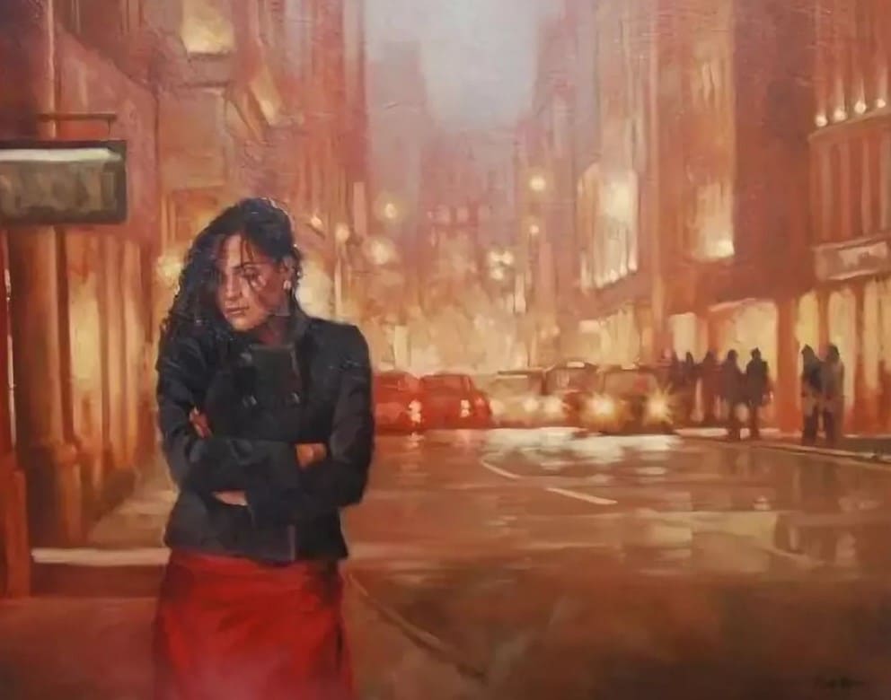 Грустный женский образ в современной живописи.