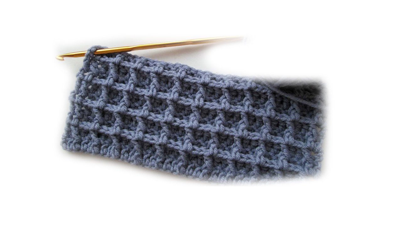 Узор крючком рельефные столбики Embossed checkered pattern Василиса