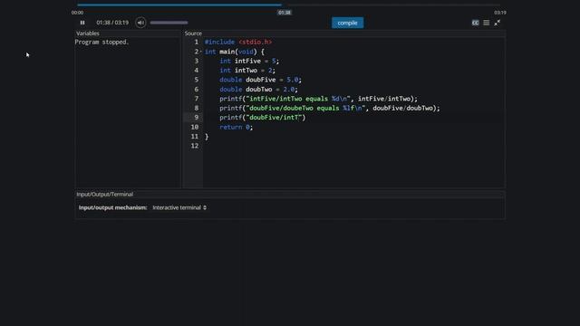 Divide with integer and double variables