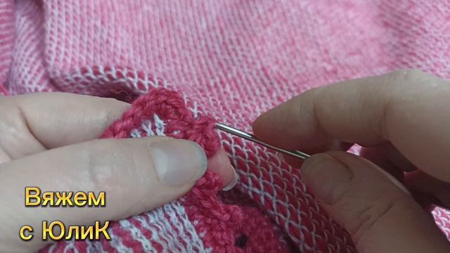Показываю как обвязать крючком угол пледа столбиками с пико