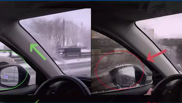 Дефлектор лобового стекла  установлен и не установлен - сравнение