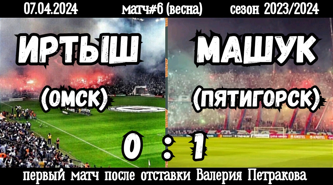 Иртыш (Омск)-Машук (Пятигорск) 0:1 (07.04.2024). Матч#6, сезон 2023/2024, весенняя Клаусура.