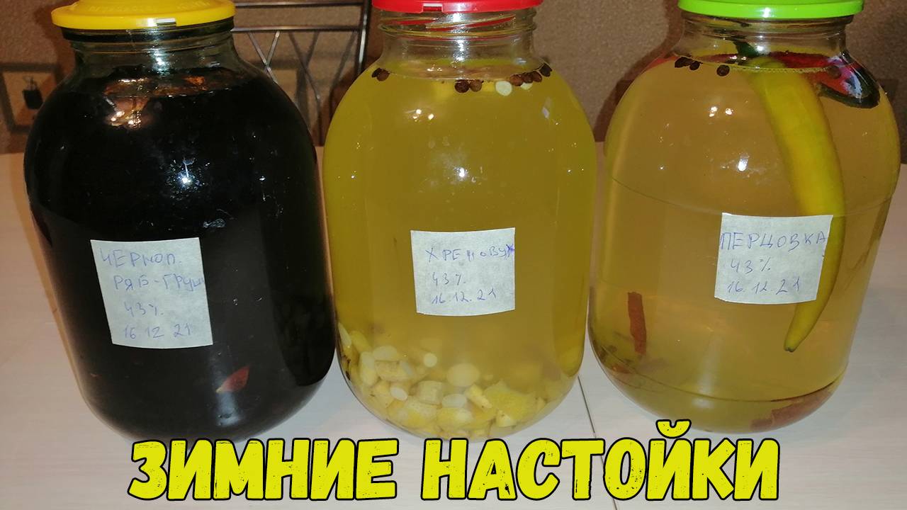 🔥🍷Зимние настойки на самогоне... Перцовка, Хреновуха, Черноплодная рябина.
