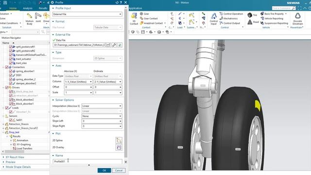 Кинематический анализ на примере механизации стойки шасси. Симуляция дроп-теста стойки шасси.