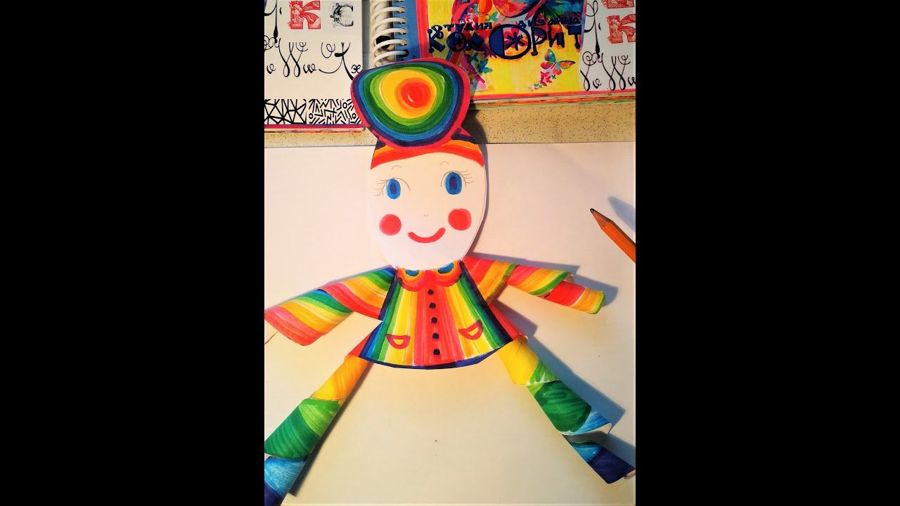 Rainbow clown! lesson-game paper plastics drawing to music  Радужный клоун бумагопластика под музыку