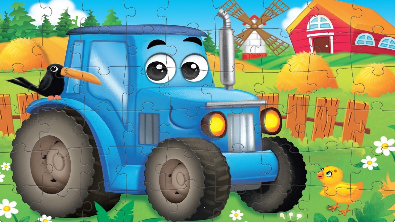 Пазл Веселый Трактор - собираем пазлы для детей | Polinka-Vitaminka