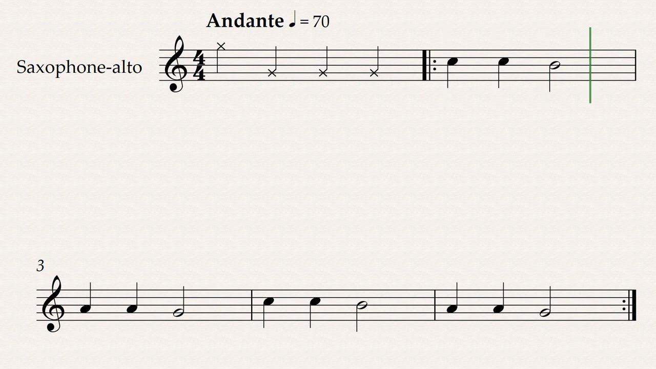 Русская народная песня "Василёк" видео-минусовка и ноты для саксофона-альта, темп 70