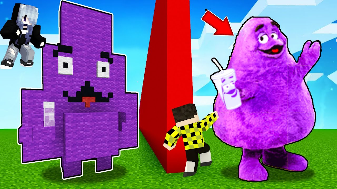 Я соревнуюсь с НАЙСИКОМ БРО в битве построек ГРИМАС ШЕЙК ! GRIMACE SHAKE MCDONALD’S MINECRAFT