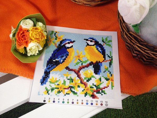 "Синицы" из Fix Price / алмазная мозаика