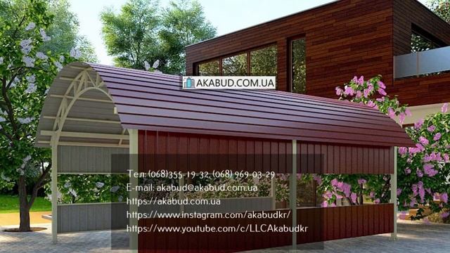 Навес из профнастила в Кривом Роге. Автомобильный навес. Односкатный навес. Двухскатный навес.mp4