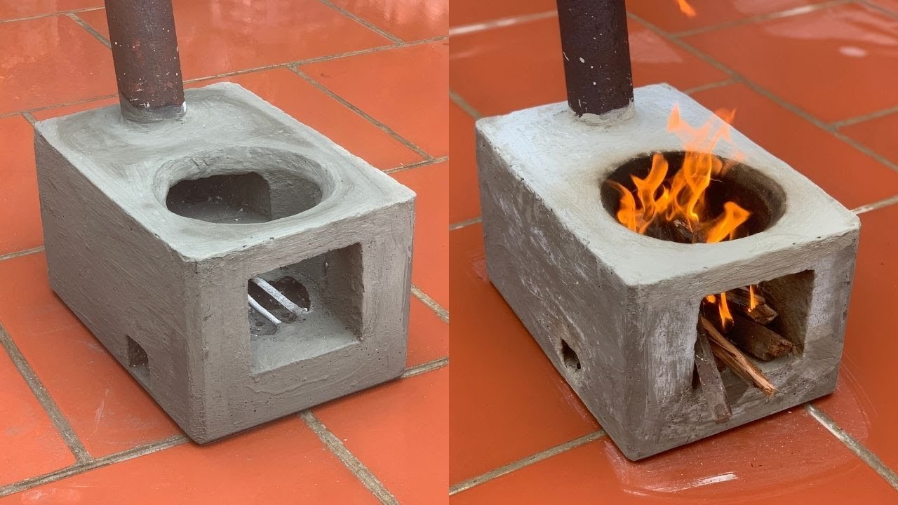 Креативная печь из цемента и пенопласта