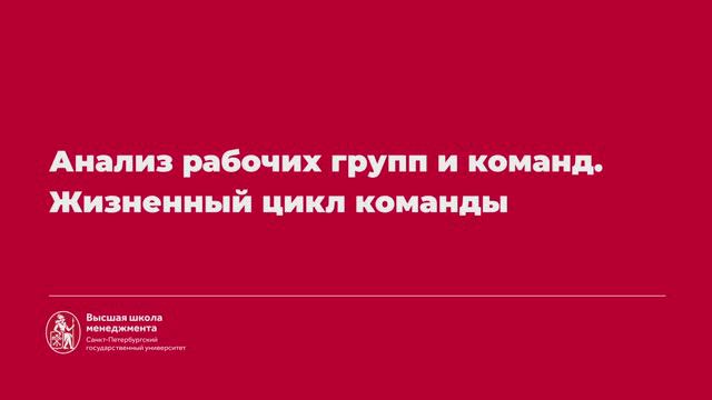 3.3. Анализ рабочих групп и команд. Жизненный цикл команды (Кучеров)