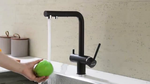 Смеситель под фильтр с выдвижным изливом SERPENTINE в цвете черный металлик Se213222-418