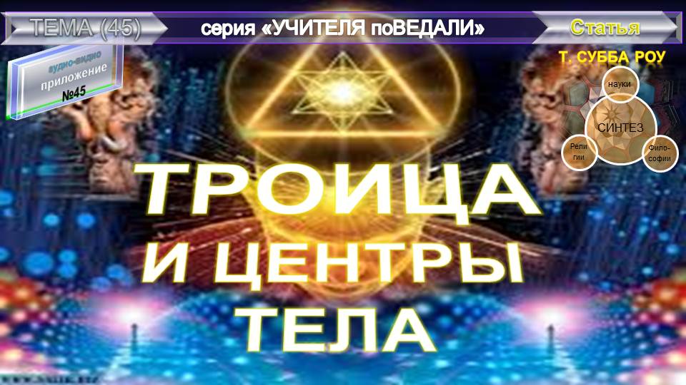 (045) ТРОИЦА И ЦЕНТРЫ ТЕЛА, статья Т.Субба Роу   (1856-1890), и ПЛЮС...из серии Учителя ПоВедали.
