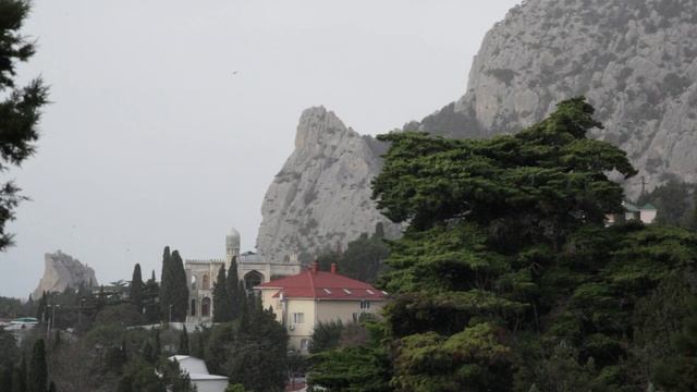 beautiful view of the southern coast of Crimea in snowfall.mp4