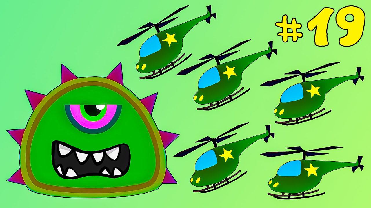 Лизун СЛИЗНЯК захватывает мир #19. Глазастик съел всех на ВОЕННОЙ БАЗЕ. Игра Mutant Blobs Attack