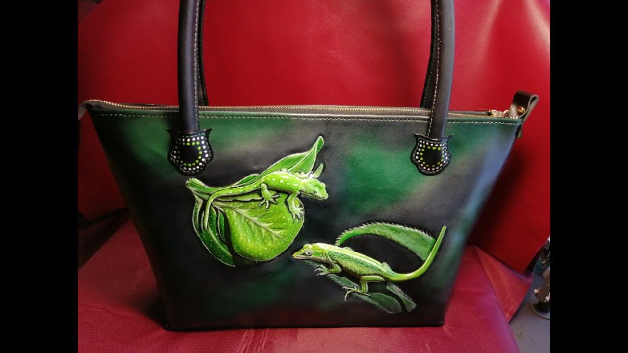 Женская сумочка тоут, с ручками по бокам. Изделия из кожи. СКСтиль. Геккон, питон и ящерица.