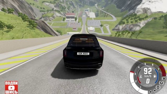 BeamNG Drive Прыжок в длину на автомобиле! (Rolls-Royce Cullinan) Мод патруль!