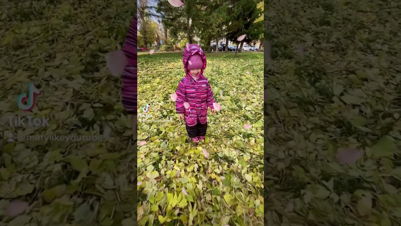 Маша и листопад! #shorts #маша #marylike #хочуврек #top #топ #парк #листопад #видеодлядетей