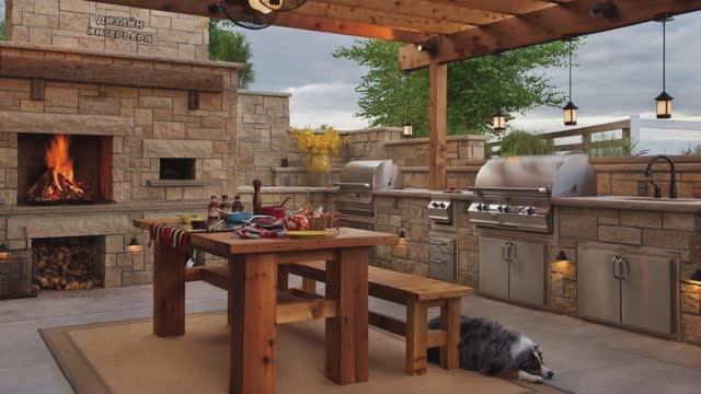 беседка с мангалом барбекю в стиле лофт #2