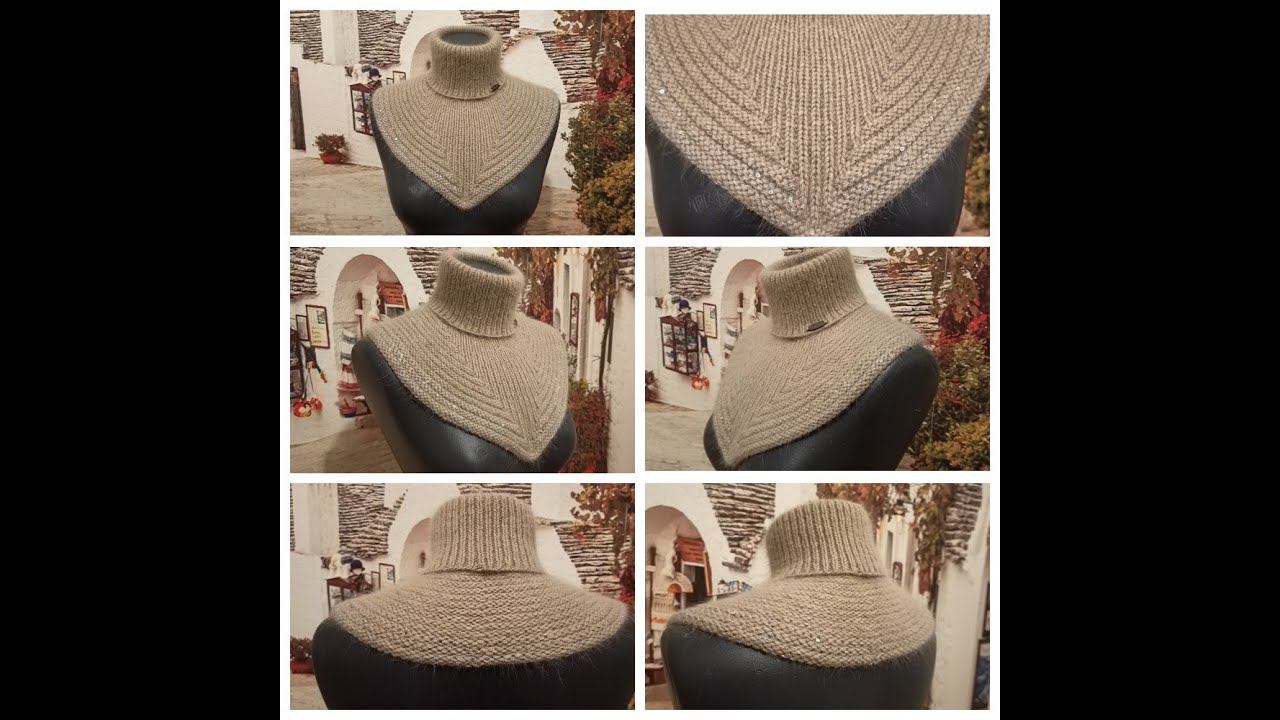 Манишка из пряжи пух норки, сверху от горловины. Как я ее вязала, краткое описание процесса вязания