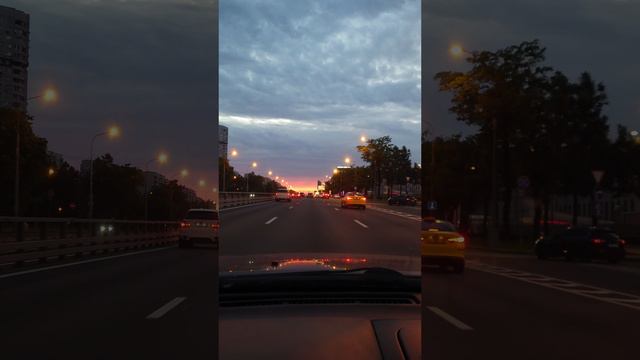 По дороге в Москве в закат