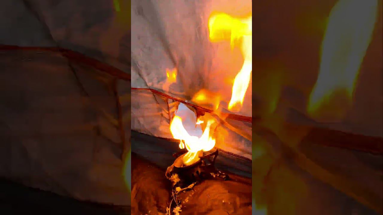 Взрывной эксперимент: как горит палатка