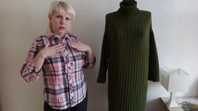 Трендовое платье миди спицами плоской резинкой, готовая работа..mp4