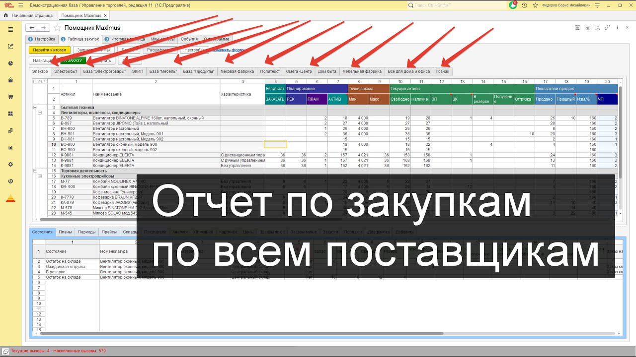 Minmax: Отчет по закупкам по всем поставщикам (помощник закупок)