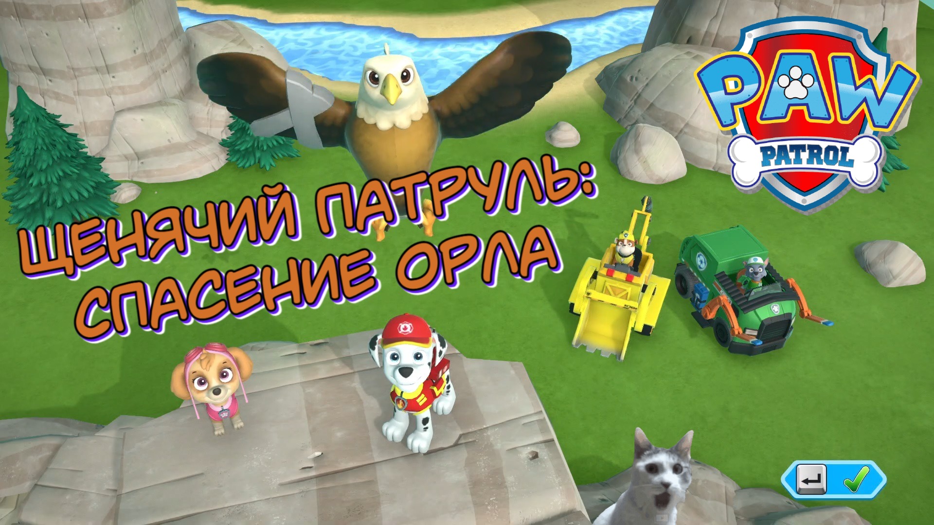 Щенячий Патруль! Маршал и Скай спасают орла! Играем в игру Paw Patrol: On A Roll! Часть 4!